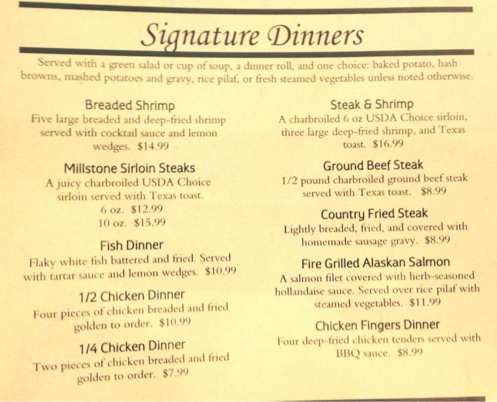 Menu at Millstone Family Restaurant, Milbank, E 4th Ave