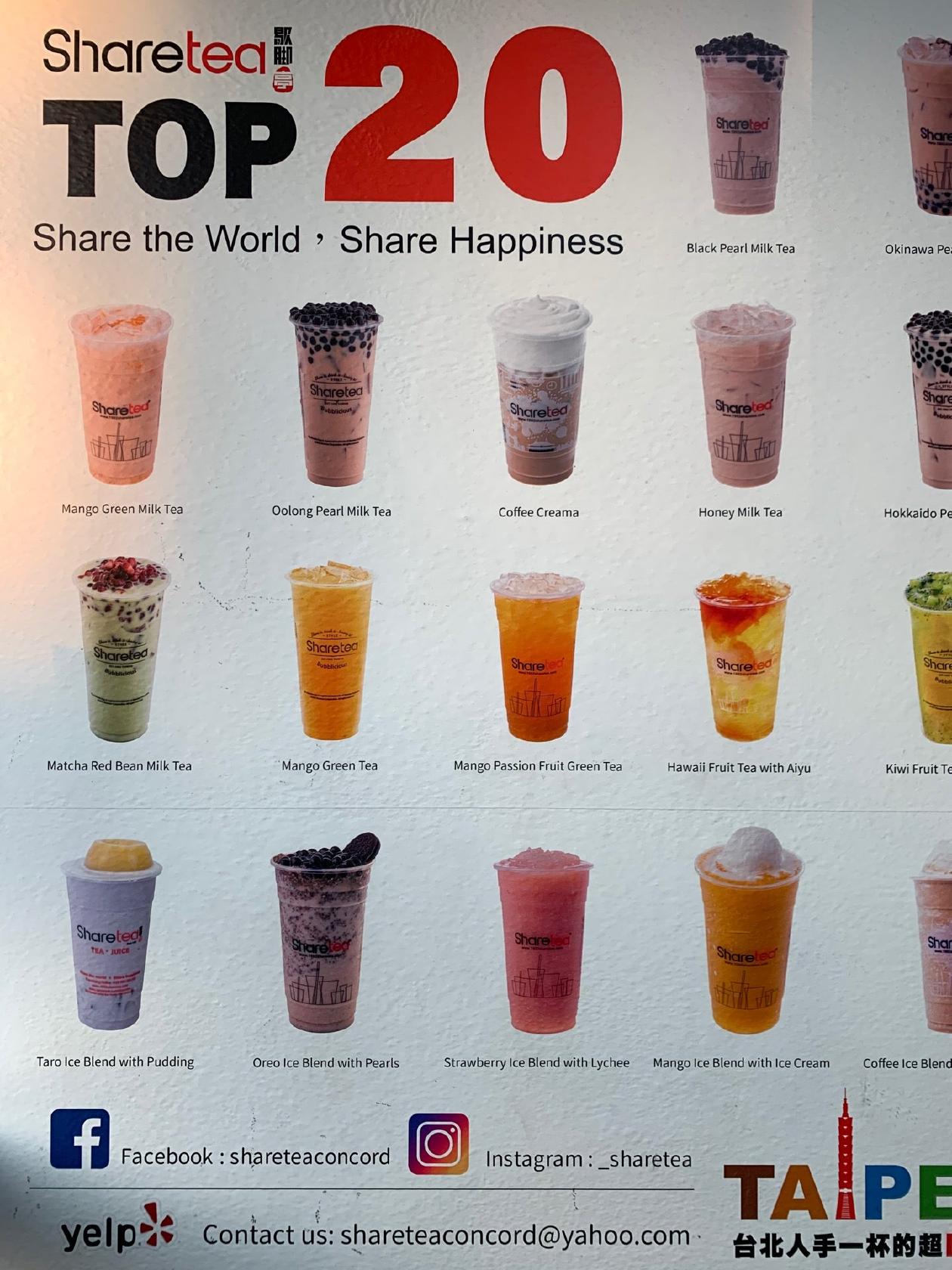 Menu at Sharetea pub & bar, Concord