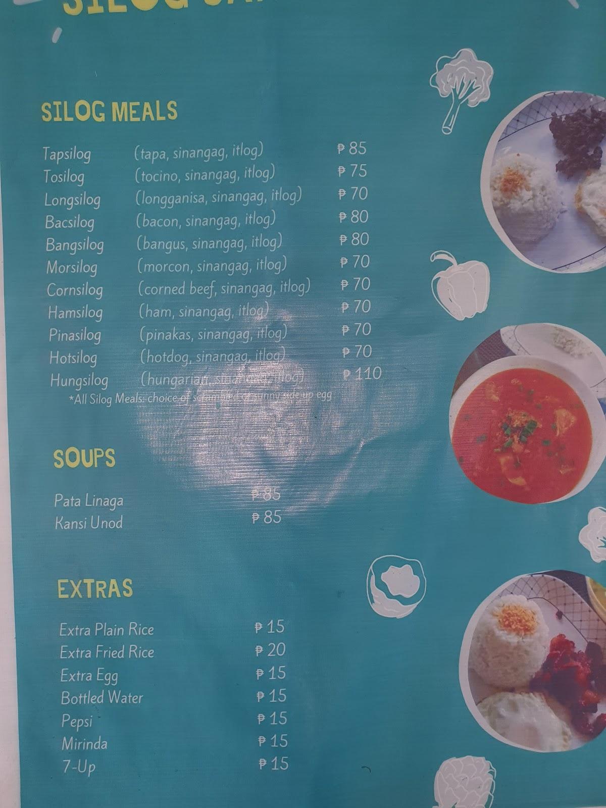 Menu at Silog sang Pyak Balay restaurant, Iloilo City