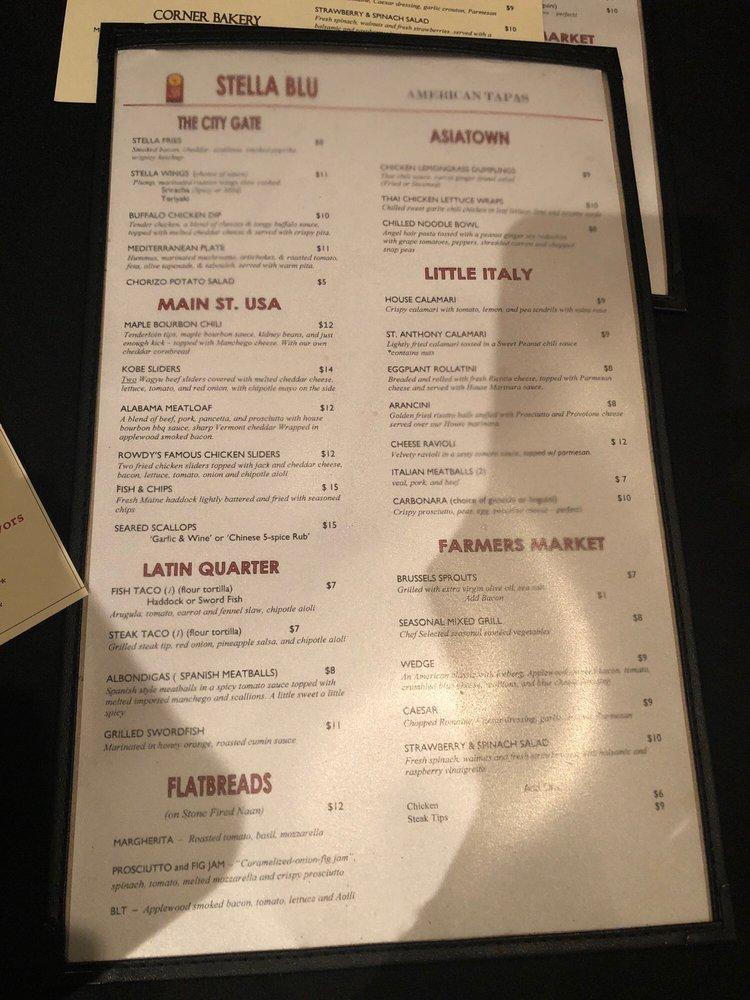 Menu at Stella Blu pub & bar, Nashua, 70 E Pearl St