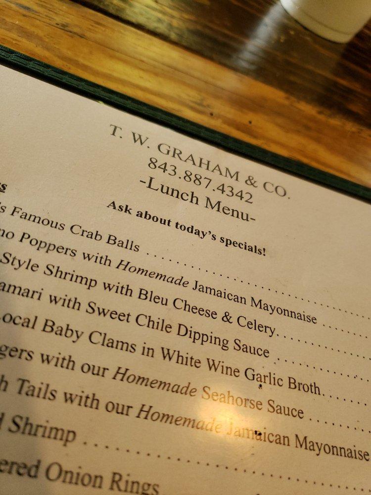 Menu at T W Graham & Co restaurant, McClellanville