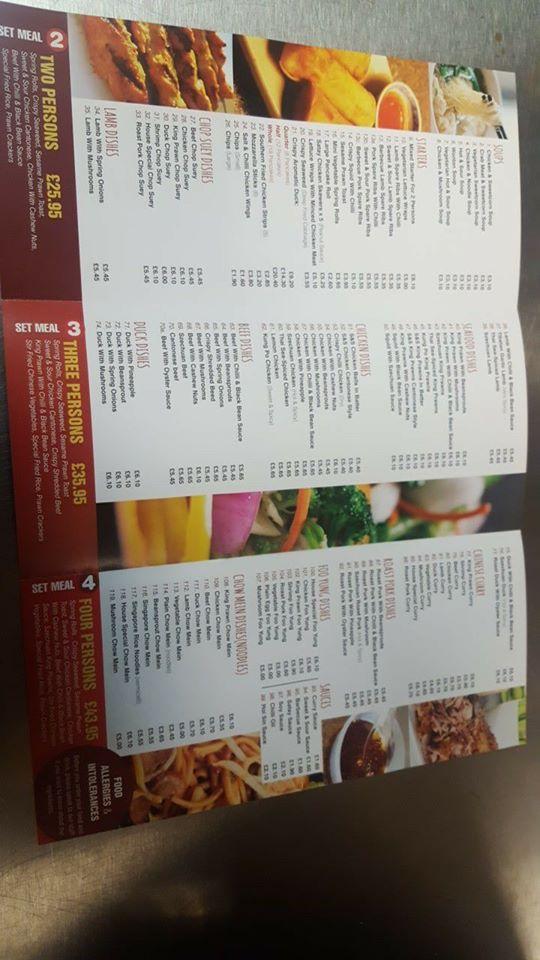 Menu at Chinese Express restaurant, Cardiff