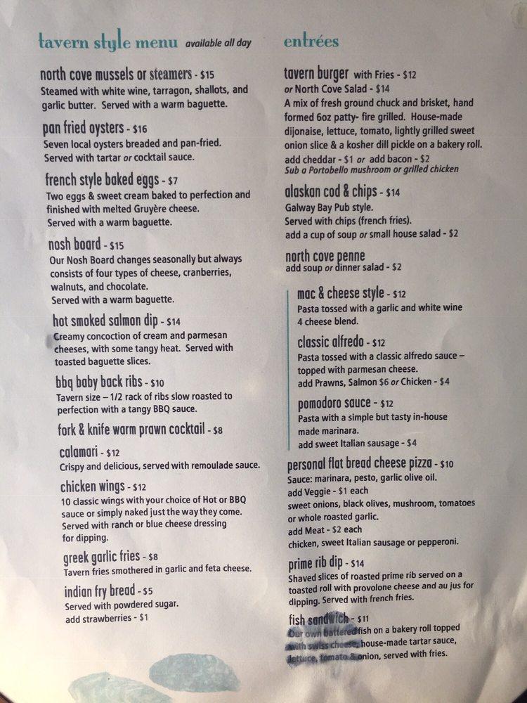 Menu at North Cove Bar & Grill, Tokeland