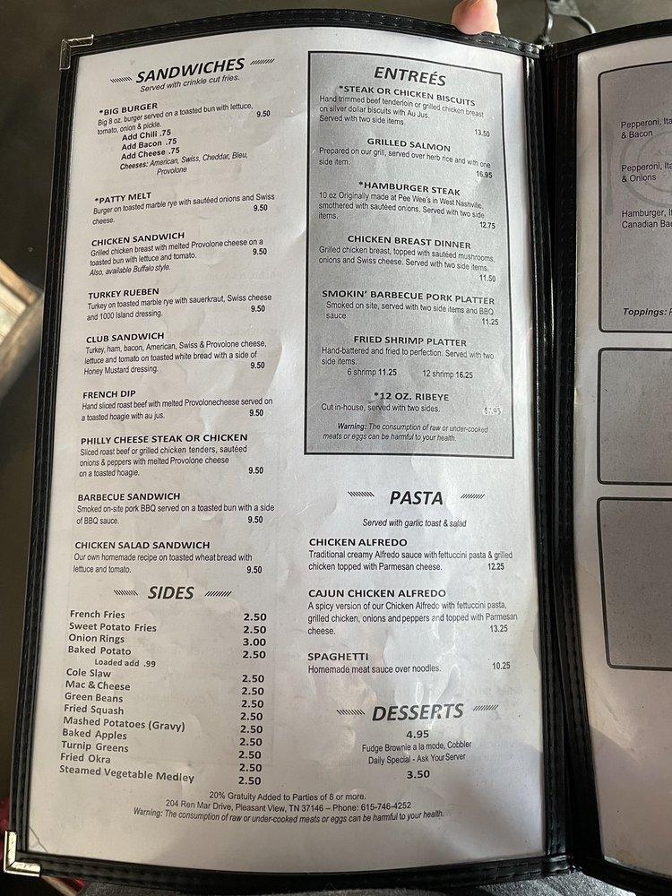 Menu at sidelines grill pub & bar, Pleasant View