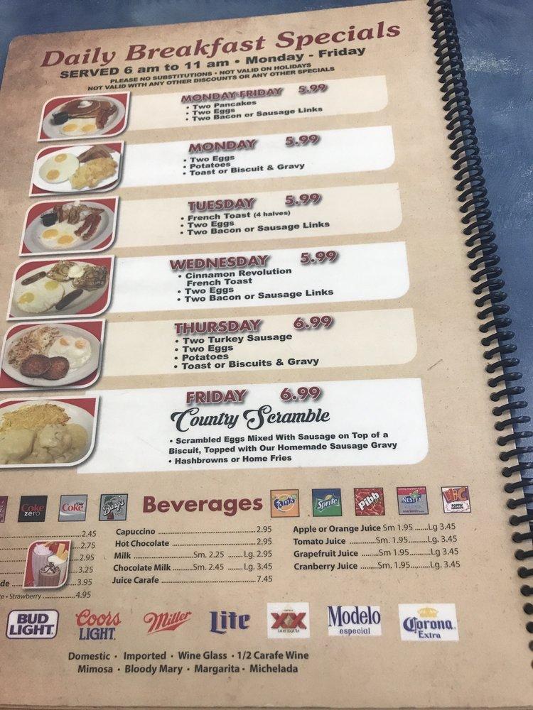 Menu at Brandon's Diner restaurant, Riverside, Indiana Ave