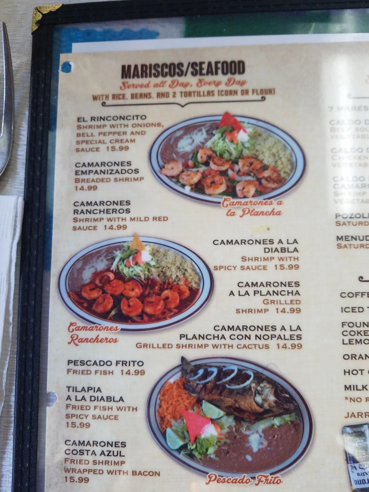 Menu at El Rinconcito Authentic Mexican Food restaurant, Hollister