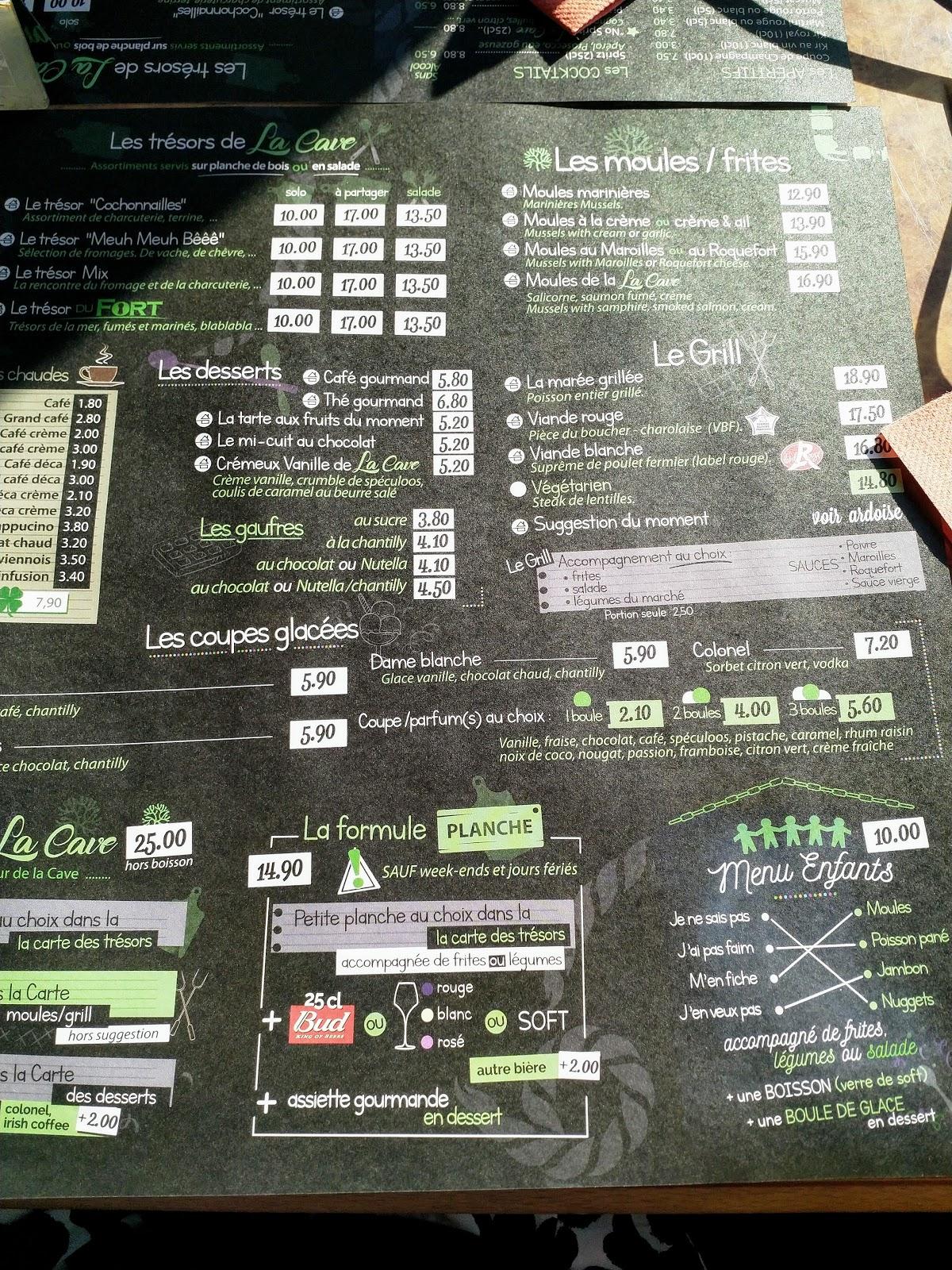 Menu au Restaurant La Cave du Fort Ambleteuse, Ambleteuse