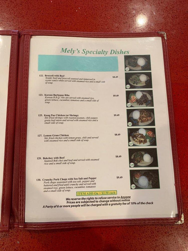 Menu at Pho Mely restaurant, Bellflower