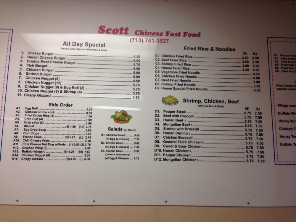 Menu at Scott Chinese Food restaurant, Houston
