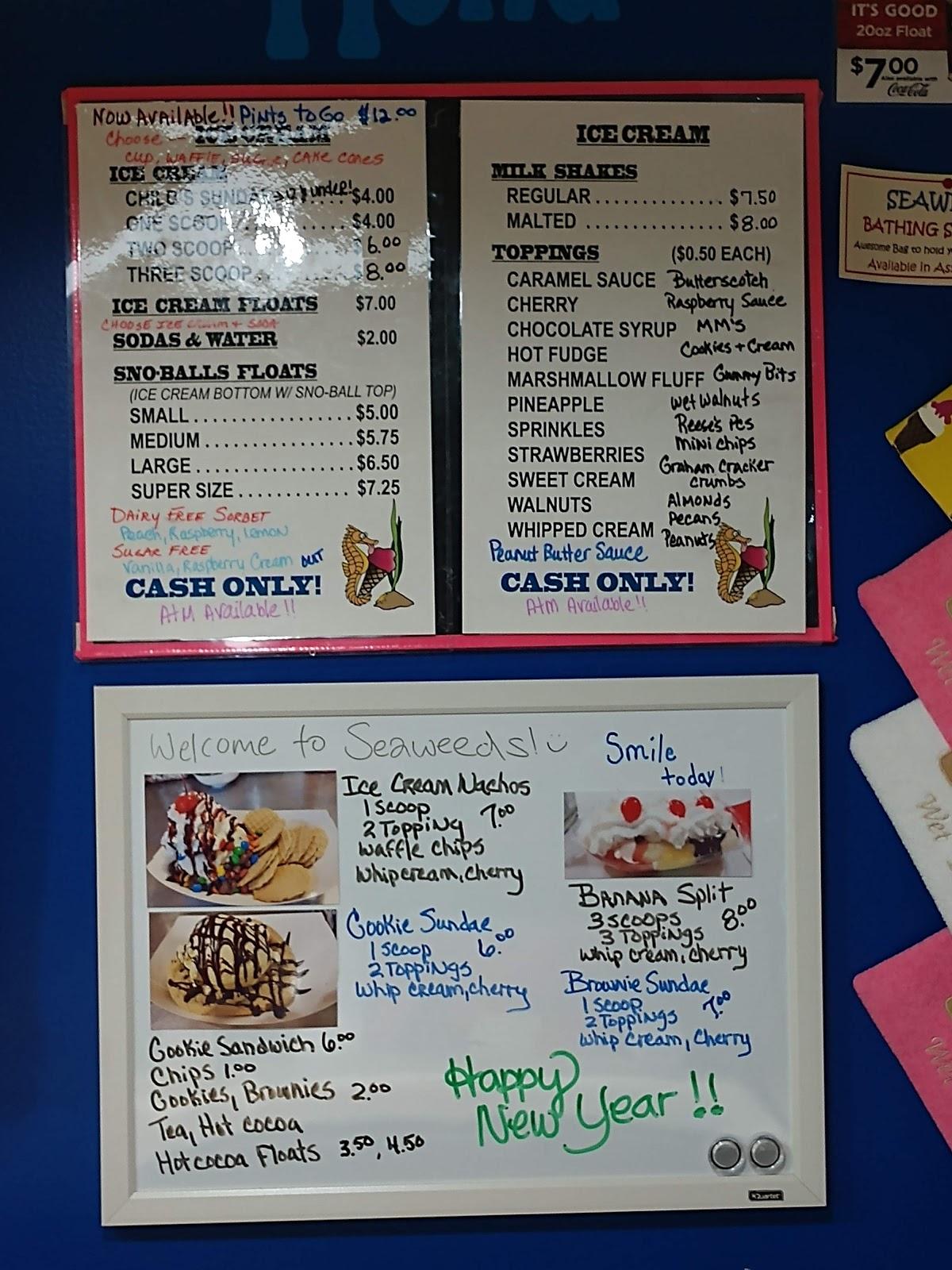 Carta del postres Seaweeds, Tybee Island
