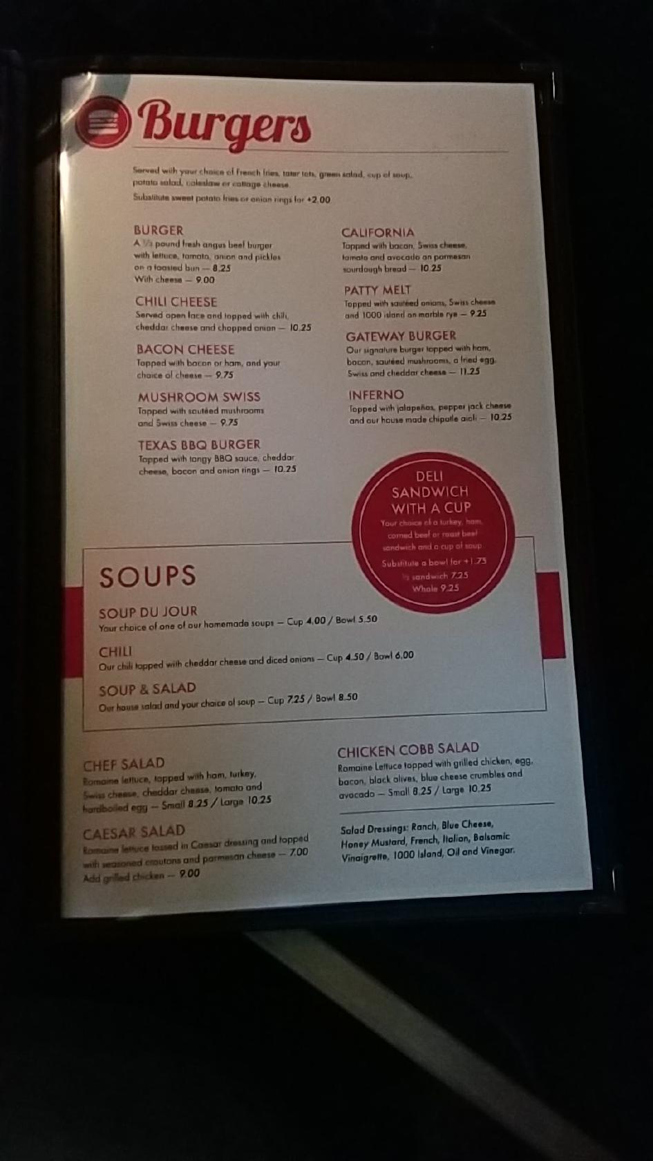 Menu at The Gateway Grill pub & bar, Springfield