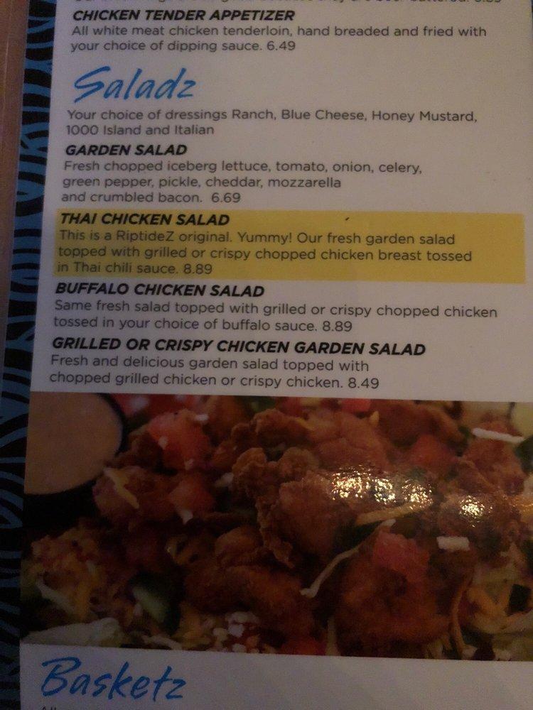 Menu at Riptidez pizzeria, Cedar Point