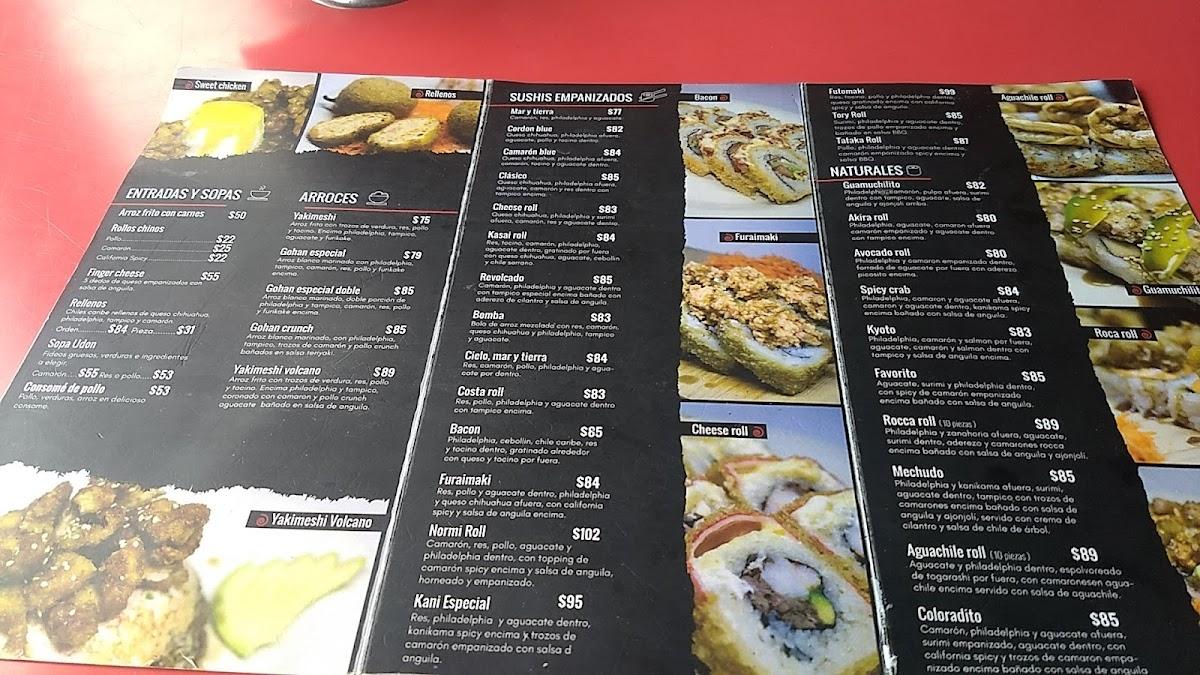 Menu at sushi kasai restaurant, Costa Rica