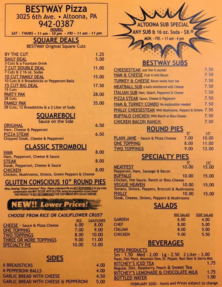 Menu at Best Way Pizza - 6th Ave, Altoona pizzeria, Altoona, 6th Ave