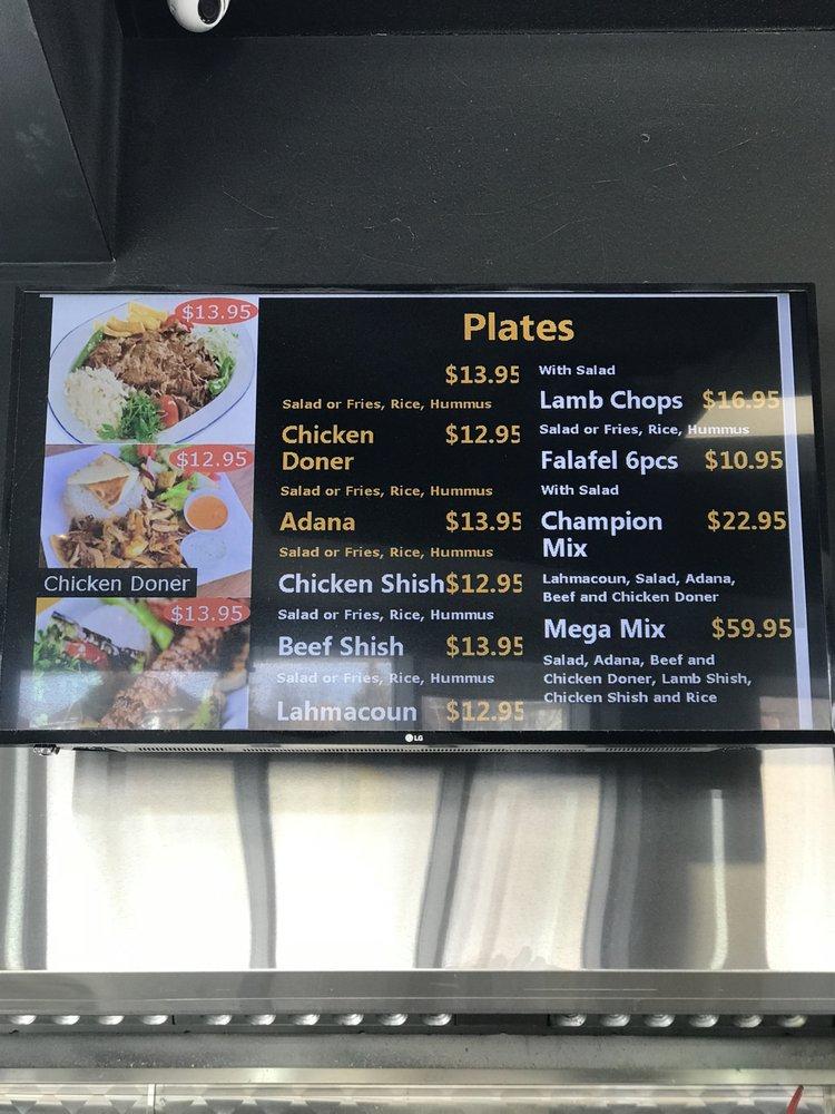 Carta del restaurante Champion Döner, Vaughan