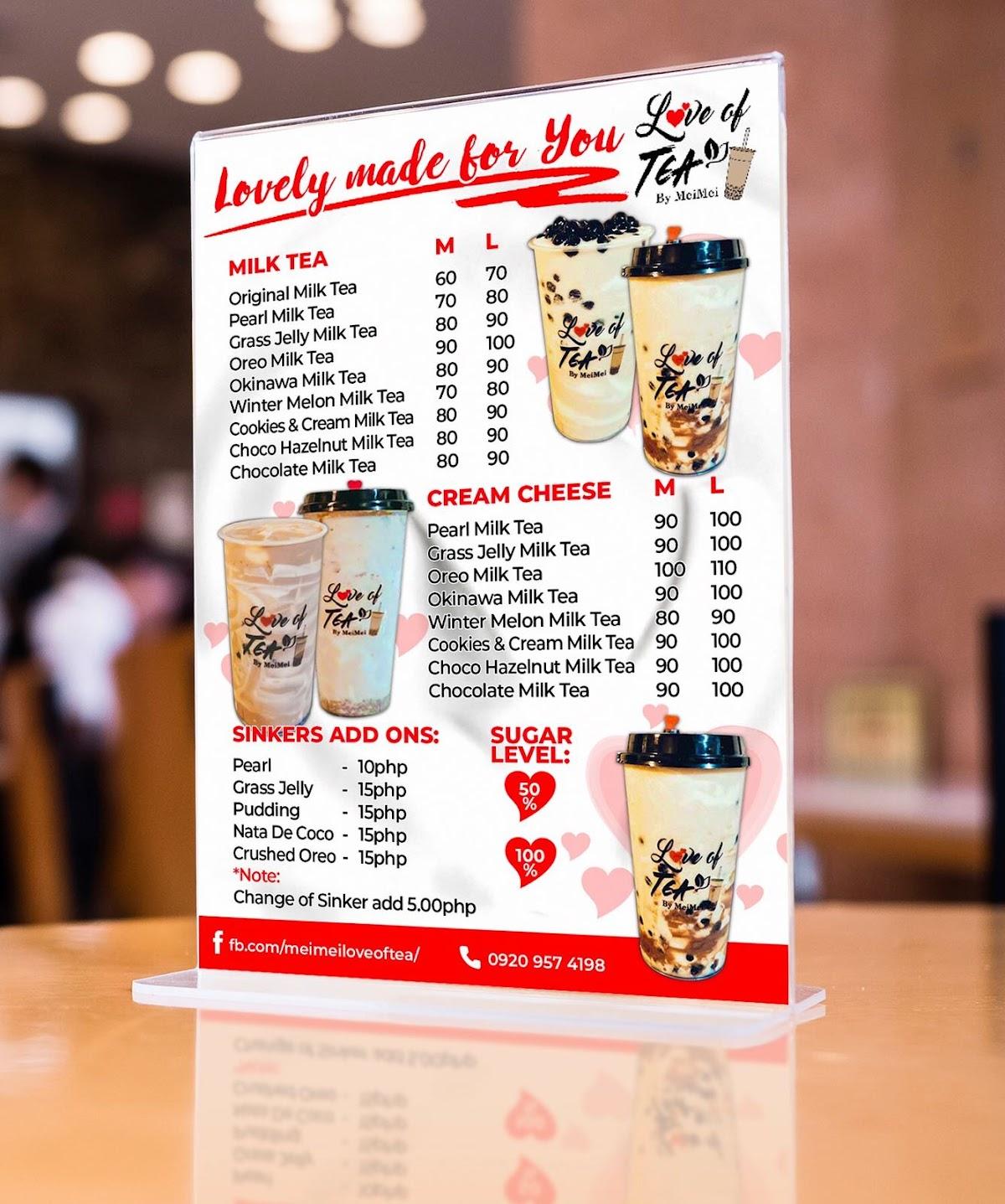 Carta del café Love of Tea By Mei Mei, Antipolo
