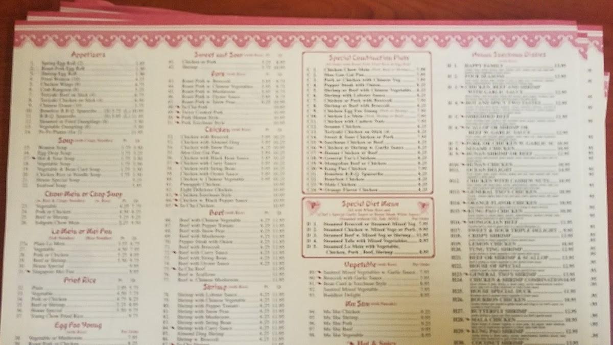Menu at Main Moon restaurant, Stow