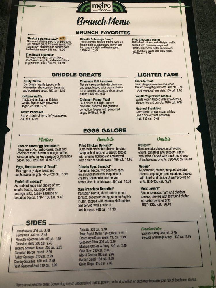 Menu at Metro Diner restaurant, Plainfield
