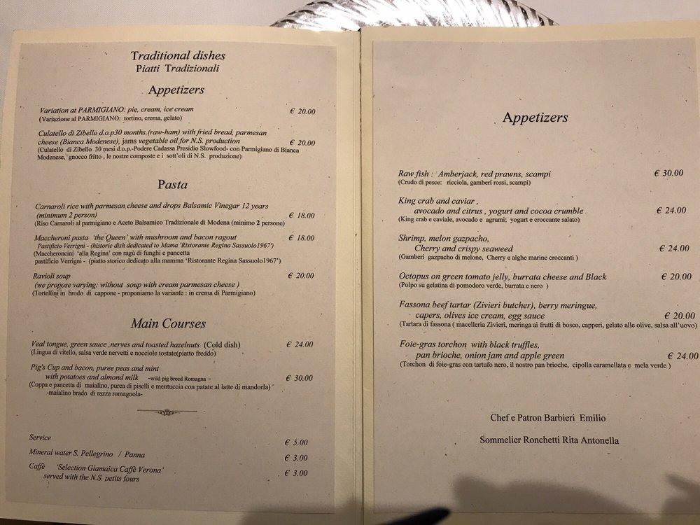 Menu at Strada Facendo restaurant, Modena