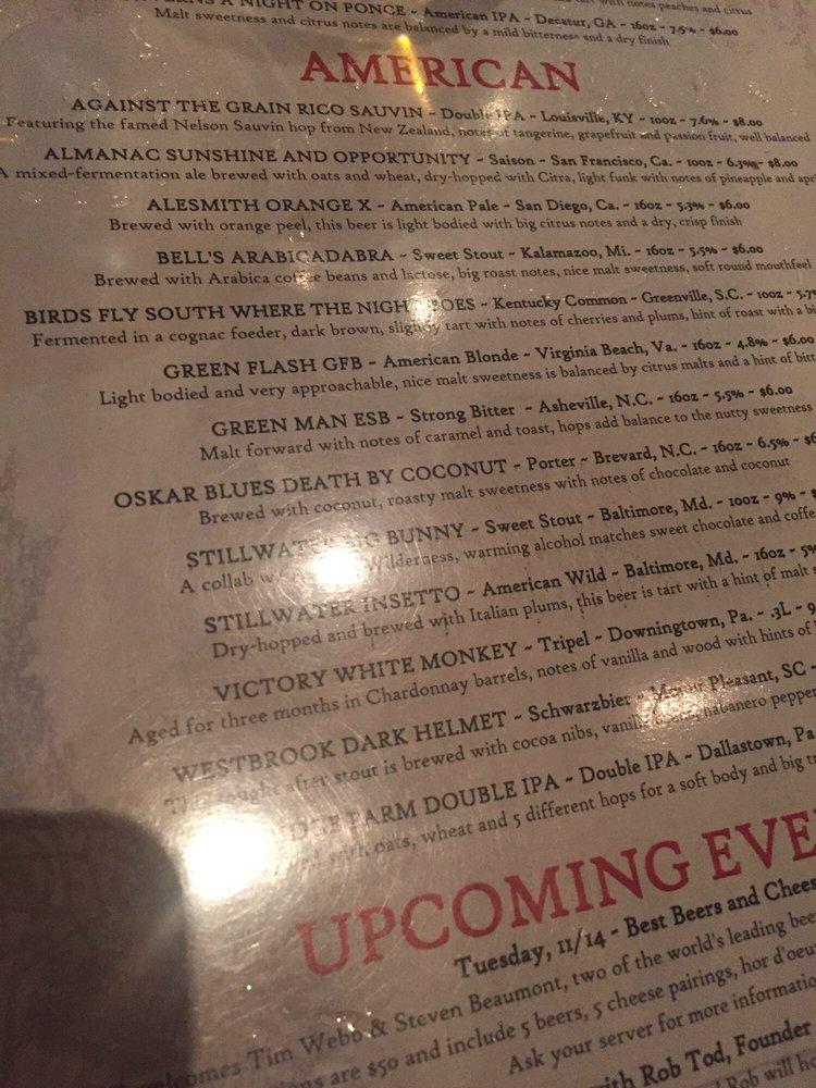 Menu at Brick Store Pub, Decatur