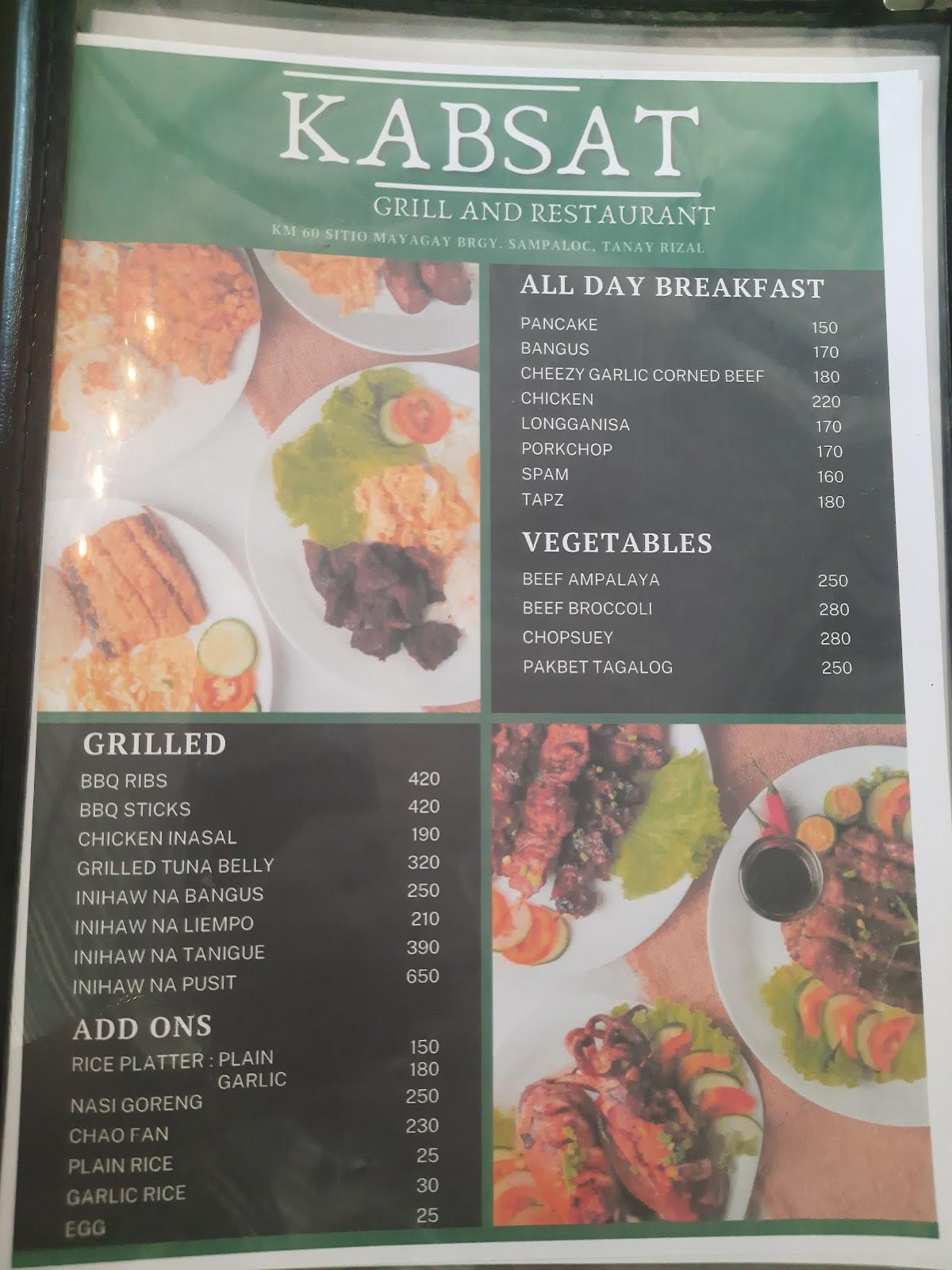 Menu at Kabsat Grill and Restaurant, Tanay