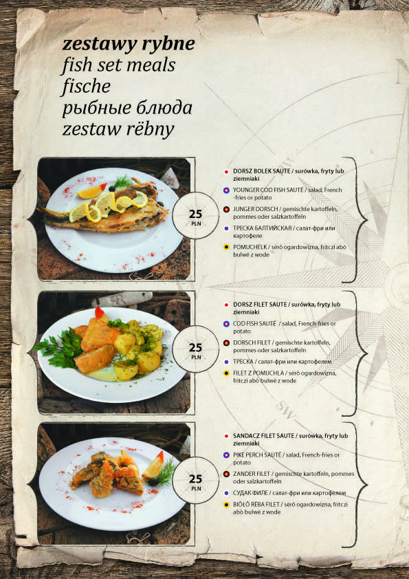 Menu at Tawerna Bałtycka restaurant, Hel