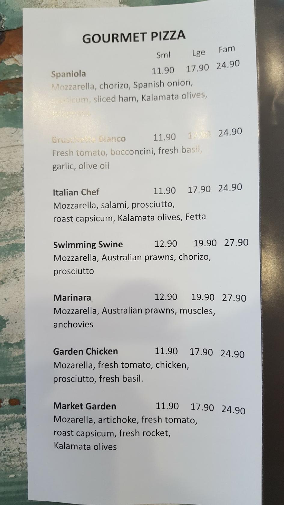 Menu at The Shack Cafe & Pizzeria, Aldinga