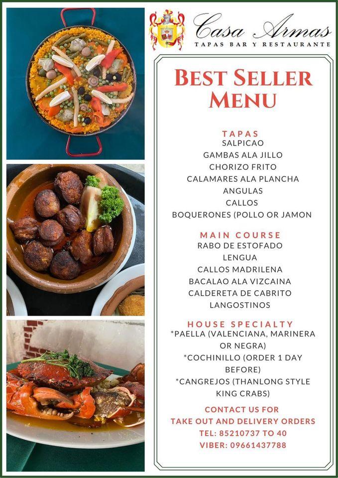 Menu at Casa Armas pub & bar, Manila