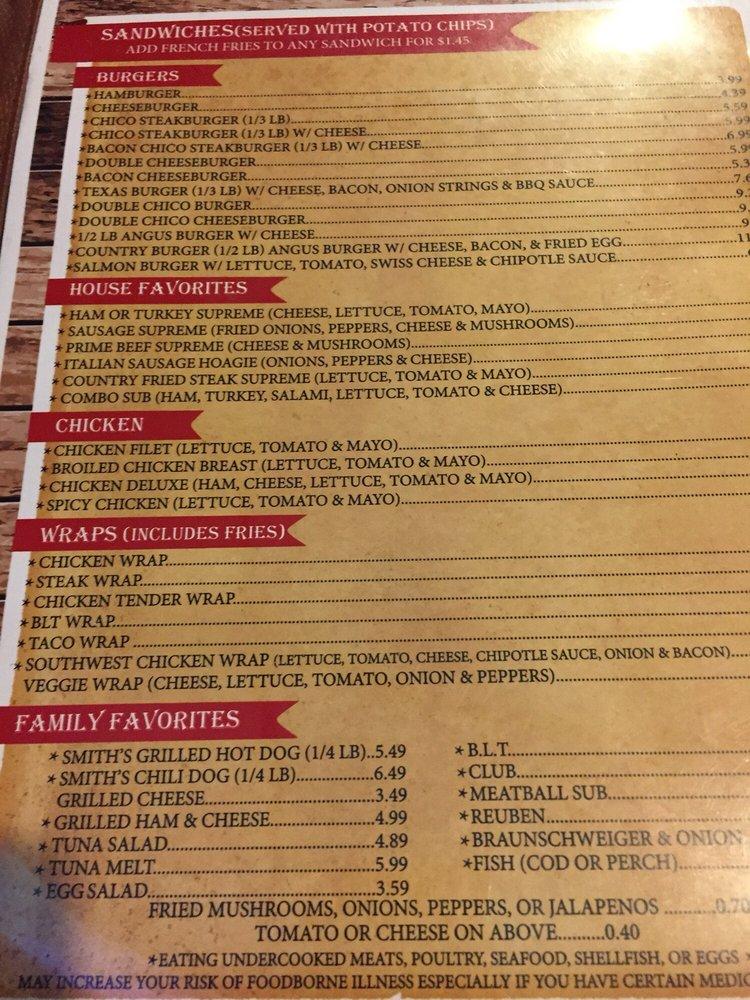 Carta del restaurante Chico's Traveler's Inn Inc, Fairview