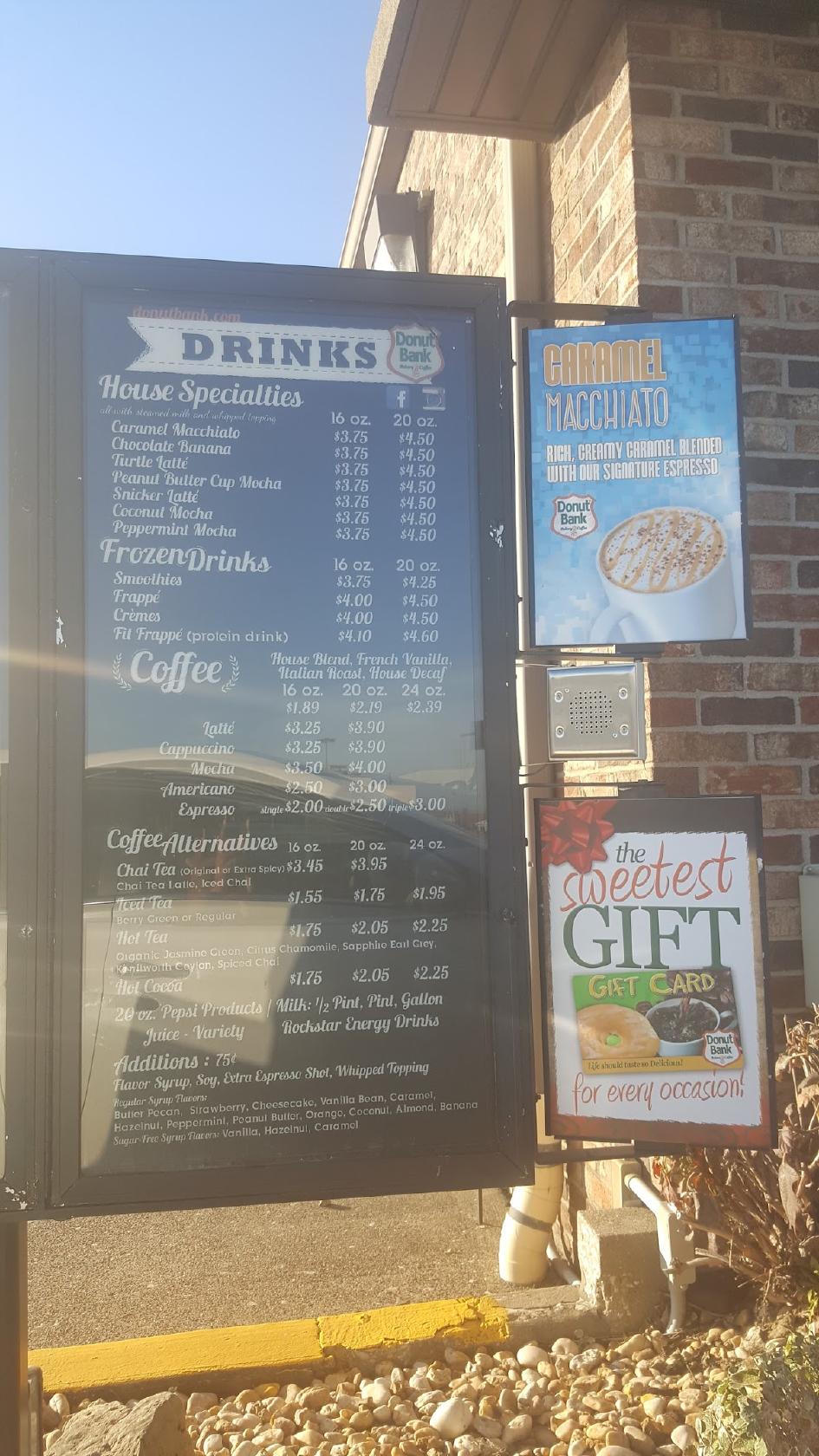 Menu at Donut Bank restaurant, Evansville, 5 N Green River Rd