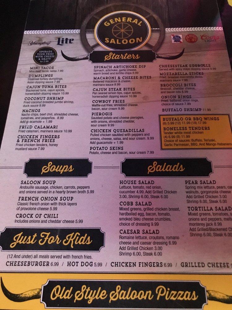 Menu at General Saloon pub & bar, Old Bridge Township