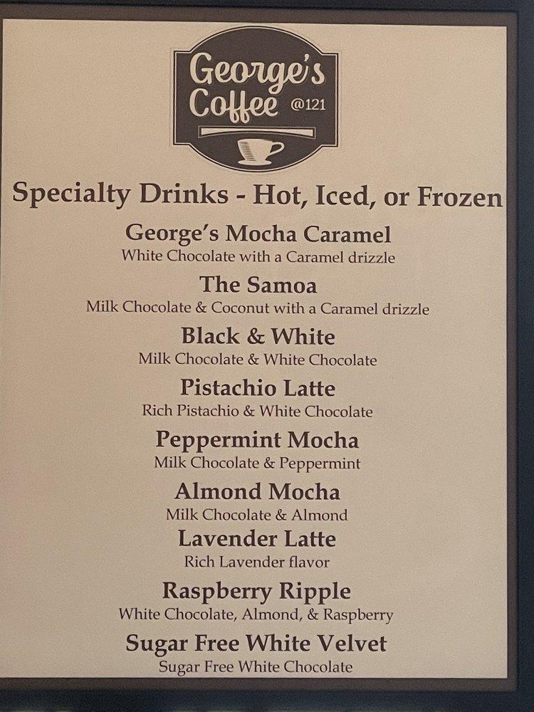 Menu at Georges Coffee @ 121 cafe, Melissa