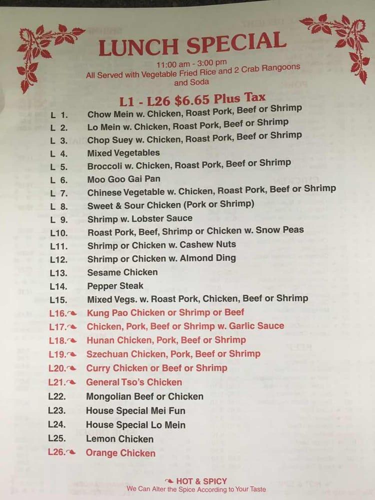 Menu at Hunan Garden restaurant, North Mankato, 408 Belgrade Ave