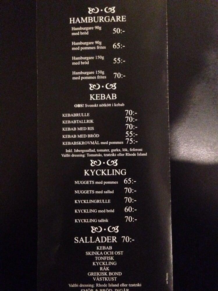 Menu at Pizzeria Amanda, Hudiksvall