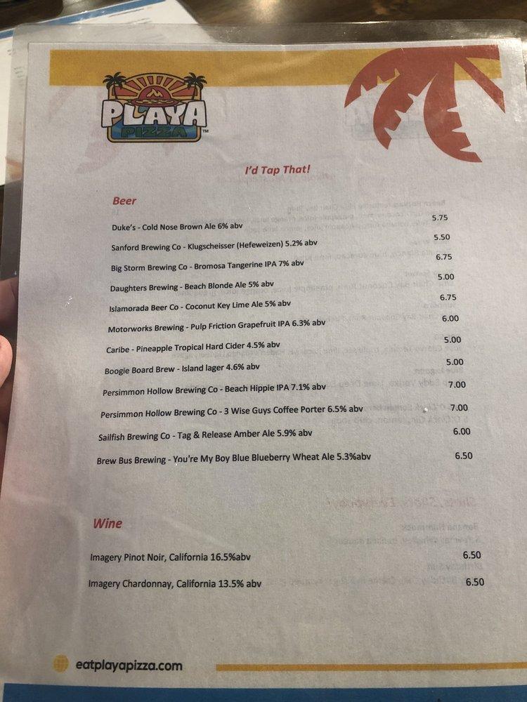 Menu at Playa Pizza pizzeria, Bay Lake, Reams Rd Suite 108