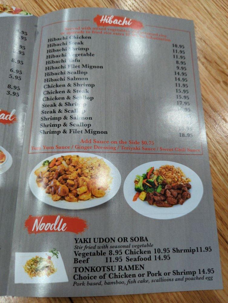 Menu at Sapporo Hibachi Express restaurant, Mason