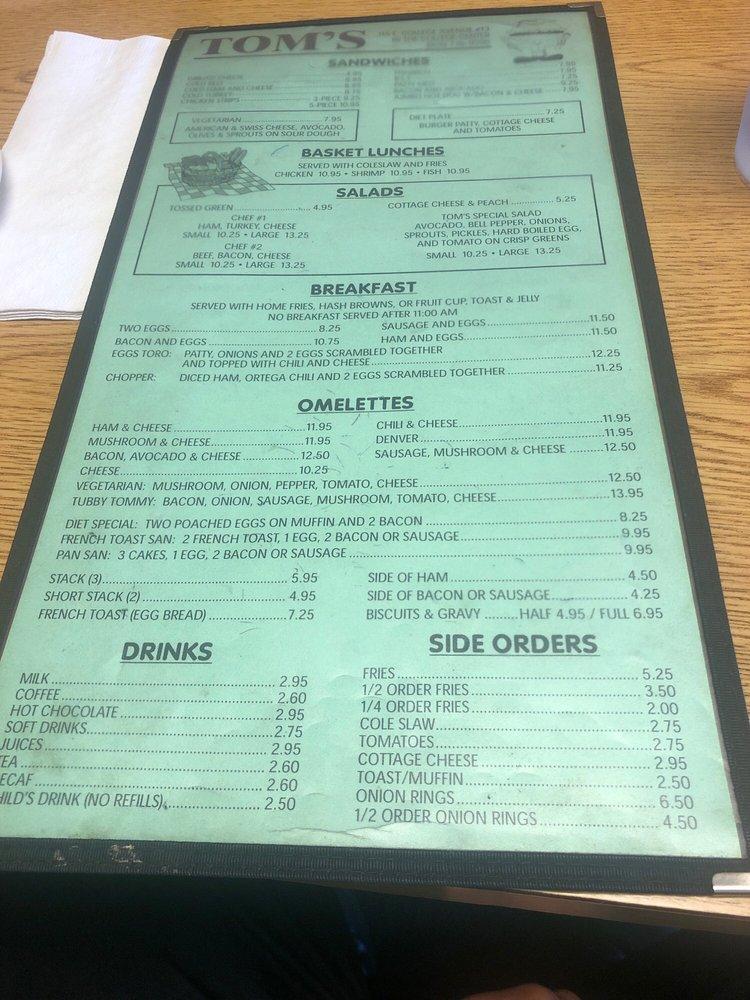 Menu at Tom's restaurant, Lompoc, 115 E College Ave #13