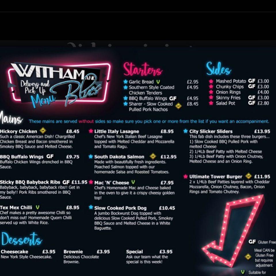 Menu at Witham And Blues - New York Themed Restaurant and Grill, Kirton