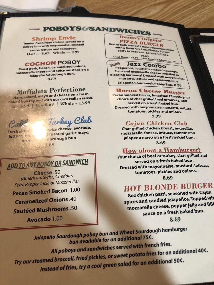 Menu at DeanO's Pizza Bertrand pizzeria, Lafayette, 305 Bertrand Dr