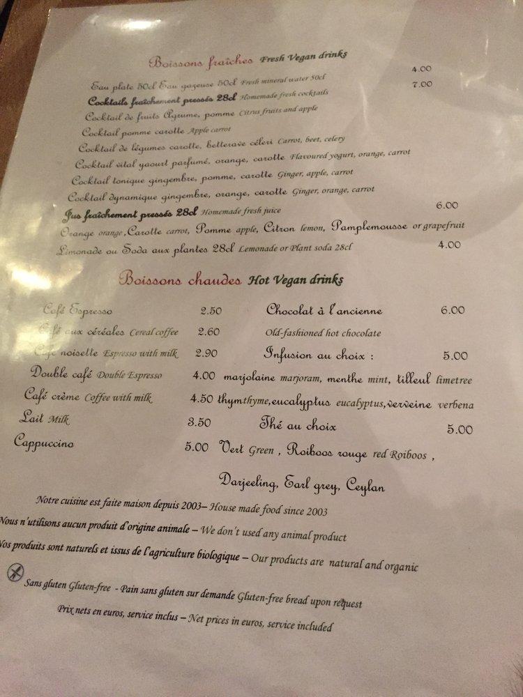 Menu at Le Potager du Marais a emporter restaurant, Paris