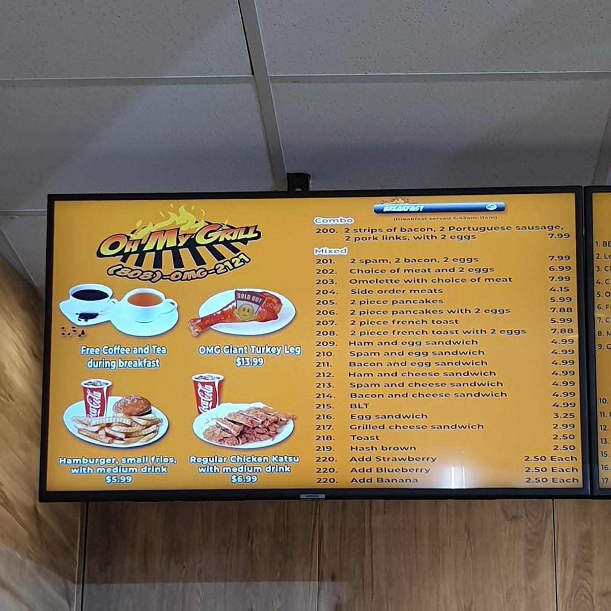 Menu at Oh My Grill- McCully restaurant, Honolulu