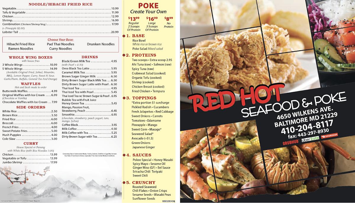 Menu at Red Hot Seafood & Poke restaurant, Baltimore