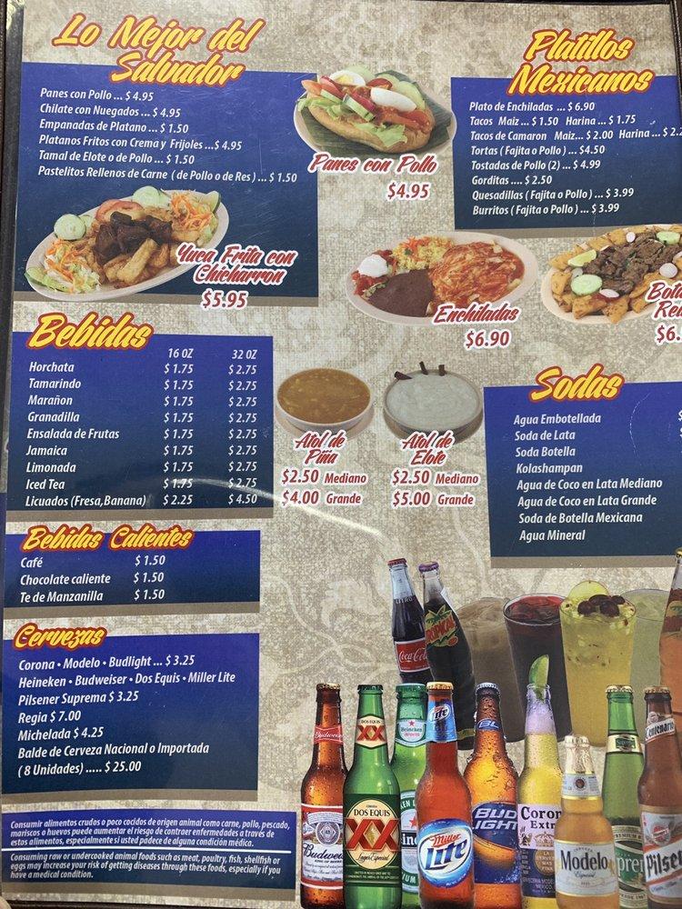 Menu at Reina's Restaurant #1, Houston, Bellaire Blvd