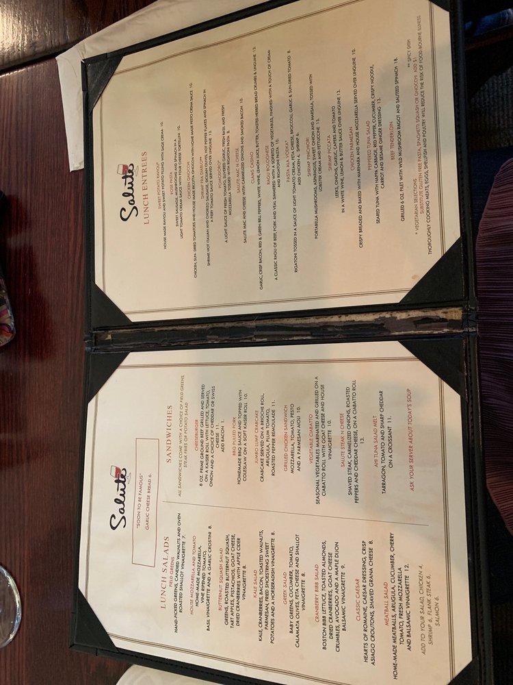 Menu at Salute restaurant, Hartford