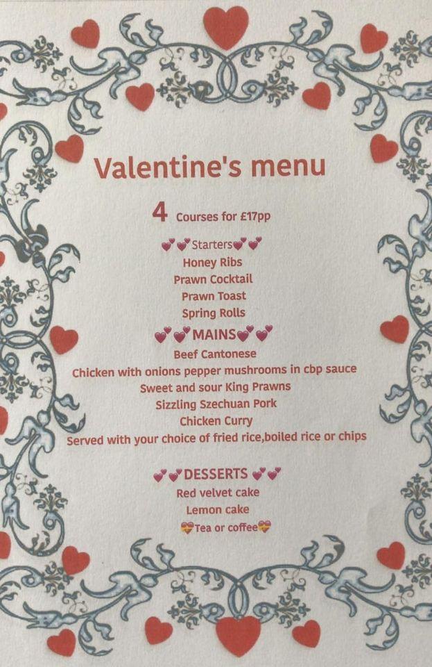 Menu at The Golden Dragon restaurant, Coleraine