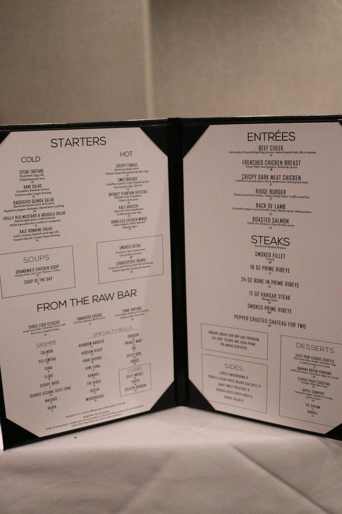 Menu at The Ridge Steakhouse, Airmont