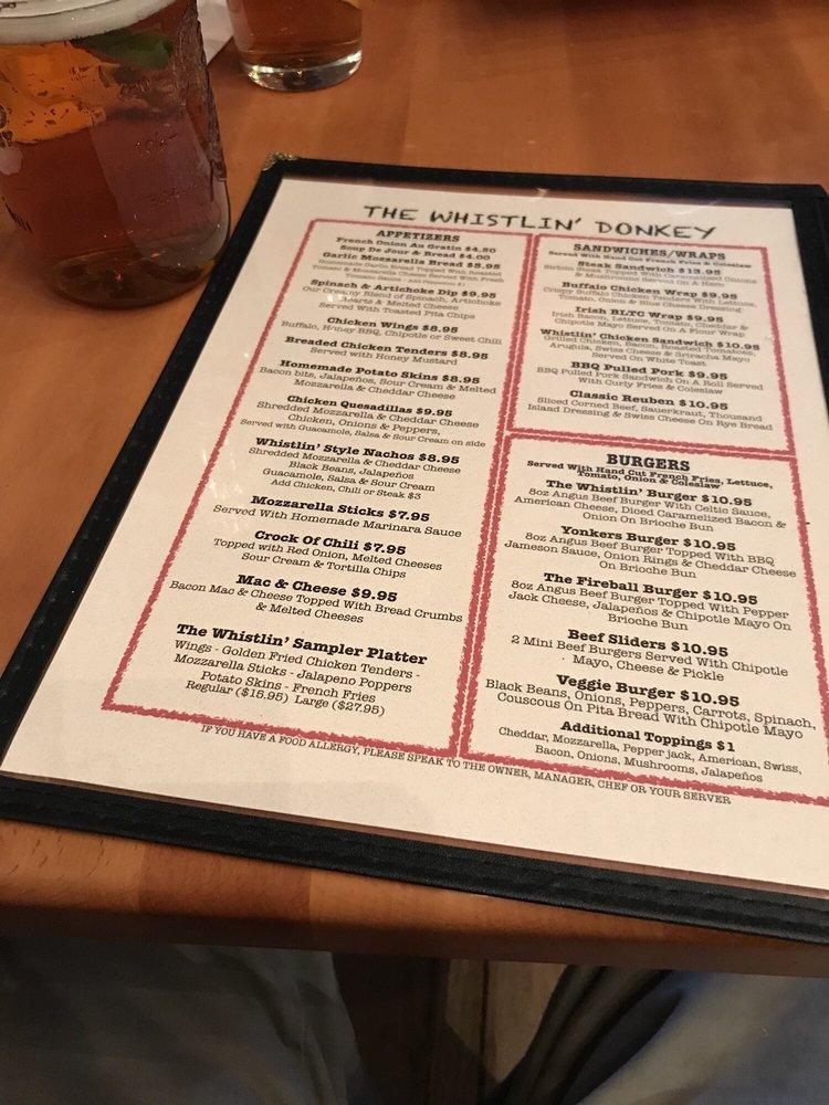 Menu at The Whistlin' Donkey pub & bar, Yonkers