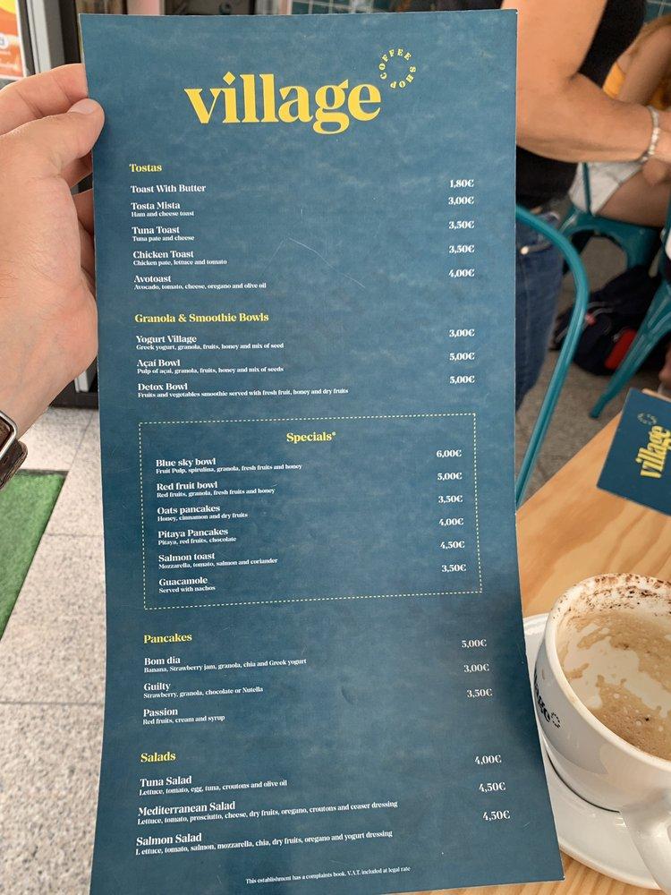 Menu at Village Brunch & Coffee restaurant, Nazaré