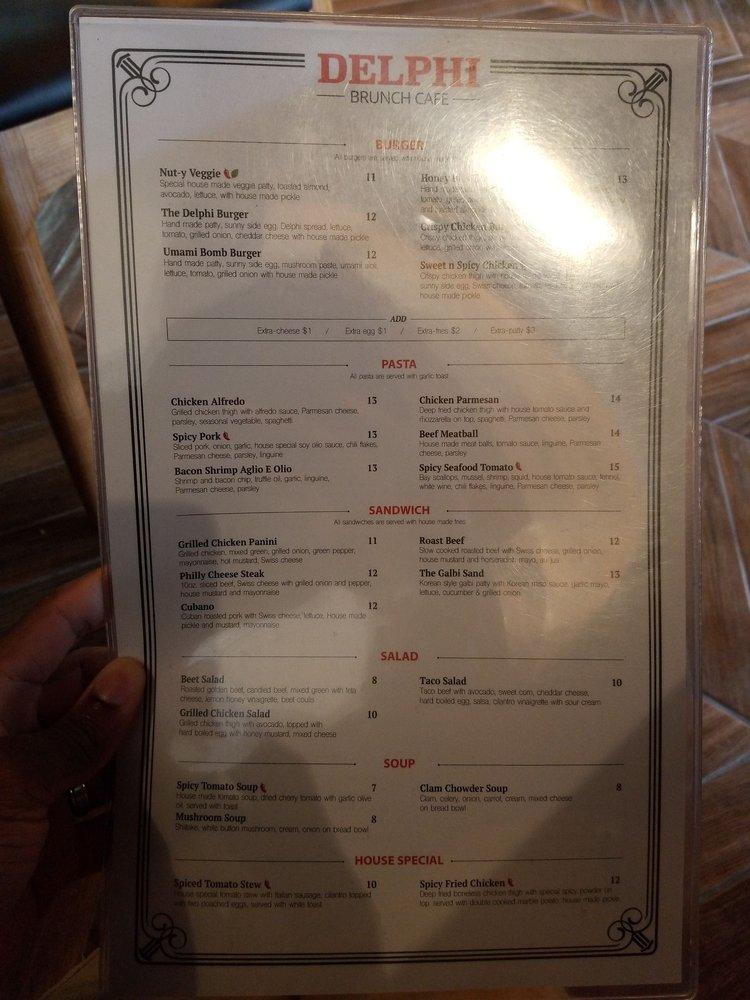 Menu at Delphi Cafe, Langley Township