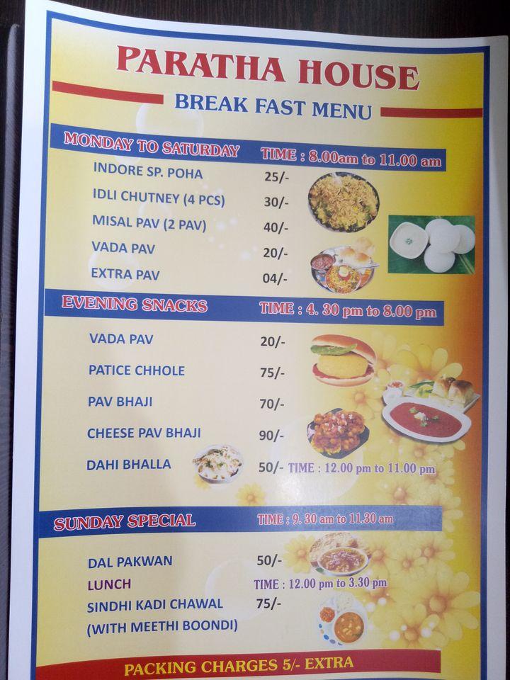 Menu at Paratha House, Navi Mumbai, Shop 11